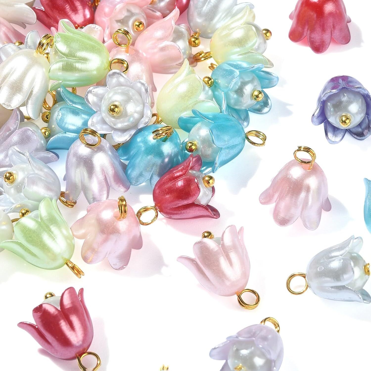 200x Imitation Pearl Lily of the Valley Flower Charm Pendants for ...