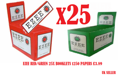 EZEE Cigarette Papers RED/GREEN 25 BOOKLETS 1250 Papers Free Delivery ...
