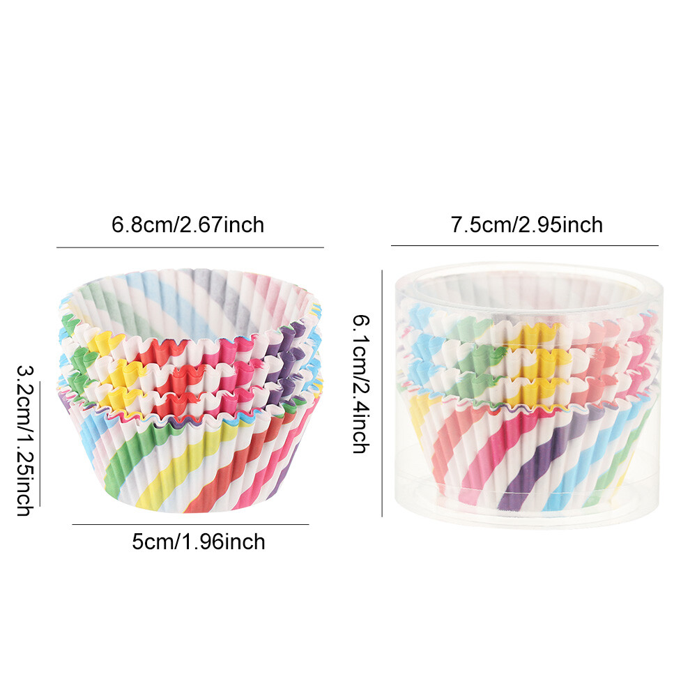 100Pcs Party Rainbow Oilproof Cake Mold Paper Cupcake Wrapper Baking ...