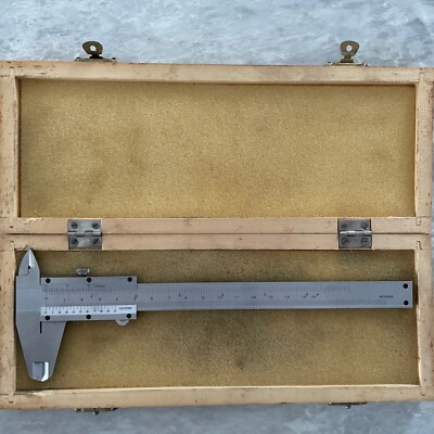 VINTAGE VERNIER CALIPER 0-150 MM 0-6 IN. in wood box case | eBay