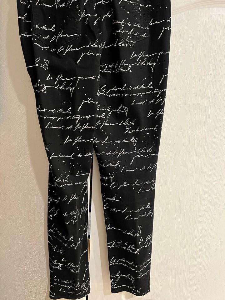 CHICO'S 2.5 14R BLACK AND WHITE SCRIPT PRINT JEGGINGS PULL UP NWT LOVE ...