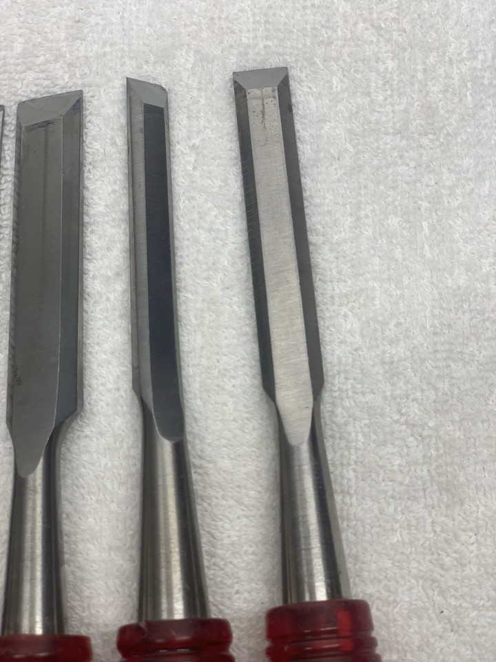 Vintage Millers Falls Red Handle Wood Chisel 6 Pc USA Wood shop Work ...