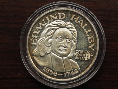 EDMOND HALLEY 1985 HALLEY'S COMET 1 OZ .999 FINE SILVER ROUND | eBay