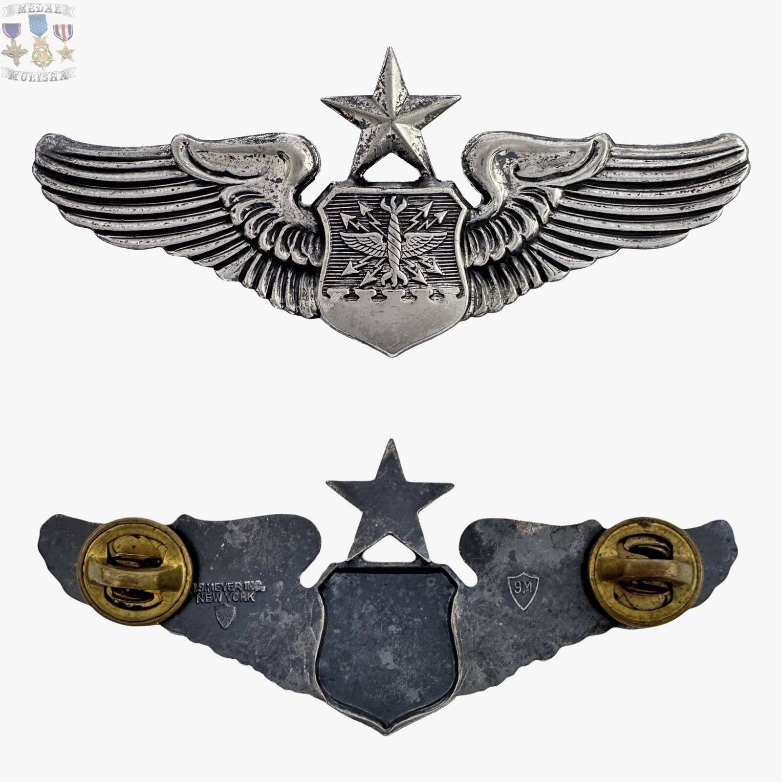 COLD WAR US AIR FORCE SENIOR NAVIGATOR WINGS 3-1/8” N.S. MEYER INC. N.Y ...