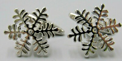 Mens Vintage CUFFLINK Textured Silver Snowflake Costume Jewelry L72 | eBay