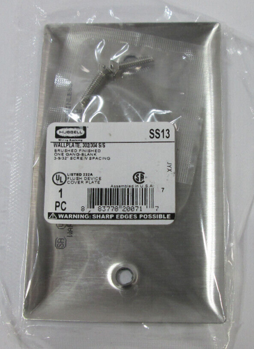 Hubbell - SS13 - Blank One Gang Wallplate - Brushed Finish - Lot of 10 ...