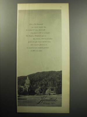 1957 Homestead Resort Ad - This is the Homestead on a lovely summer day ...