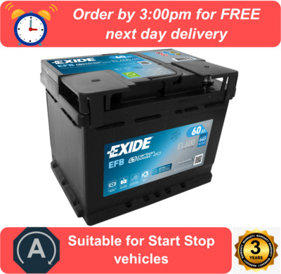 EXIDE Micro-Hybrid - EFB Battery - EL600 Volkswagen Golf 1.4 GTE MK8 ...