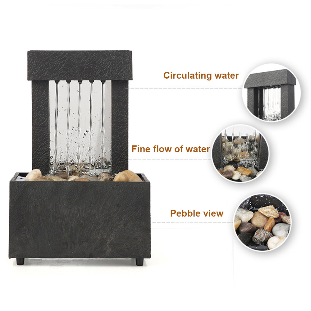 Desktop Water Fountain Tabletop Waterfall Zen Meditation Lucky Fengshui ...