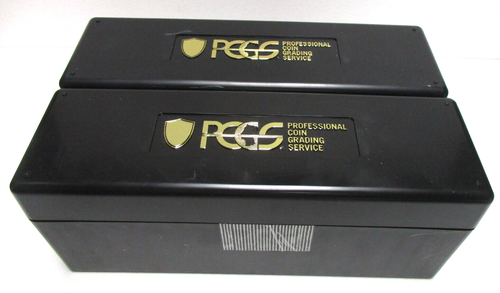 2-PCGS black plastic storage box container holds 20 graded coin slabs ...