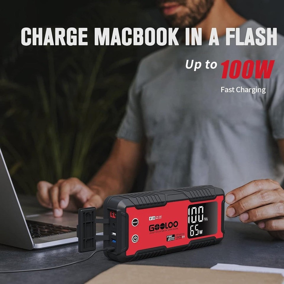 GOOLOO GT4000 Car Jump Starter 4000A 100W Fast-Charging Portable Jump ...