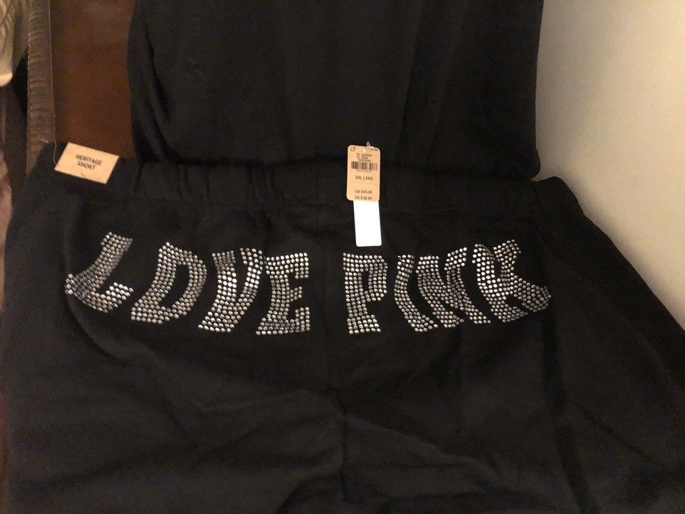 Victoria's Secret Pink Bling Rhinestone Tee Shirt + Shorts Set Black ...
