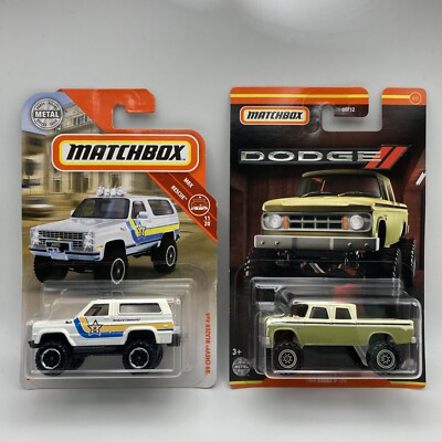 Lot of 2 Matchbox 89 Chevy Blazer 4x4 (MBX Rescue) & 1968 Dodge D-200 ...