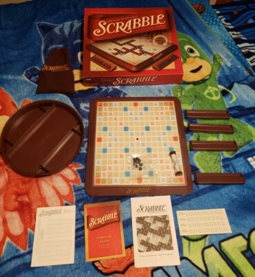 SCRABBLE DELUXE EDITION ROTATING TURNTABLE BOARD GAME COMPLETE EUC | eBay