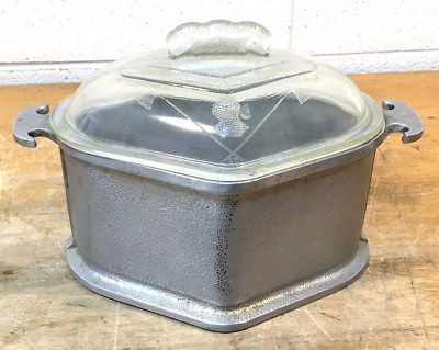 Guardian Service Ware Heavy Aluminum Roasting Pan w Glass Lid Triangle ...