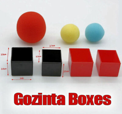 GOZINTA BOXES PARABOX RED BLUE YELLOW SPONGE BALL MAGIC TRICK BLACK BOX ...