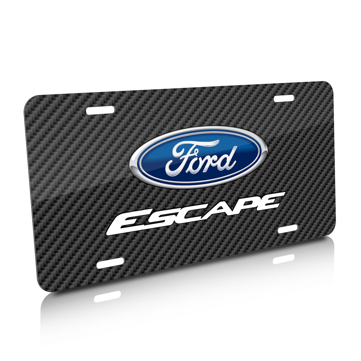 Ford Escape Black Carbon Fiber Texture Graphic UV Metal License Plate ...