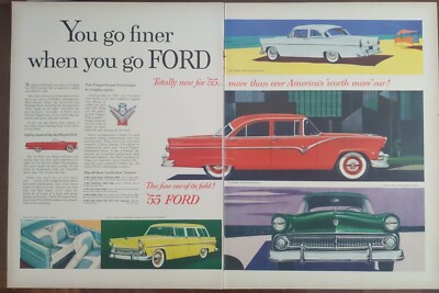 1954 vintage Ford motors vehicle lineup. Beautiful colors artwork | eBay