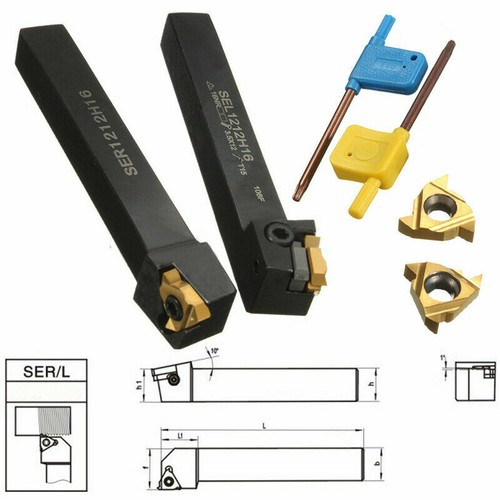 SEL 1212H16 + SER 1212H16 Threading Turning Tool Holder + 16ER 16IR ...