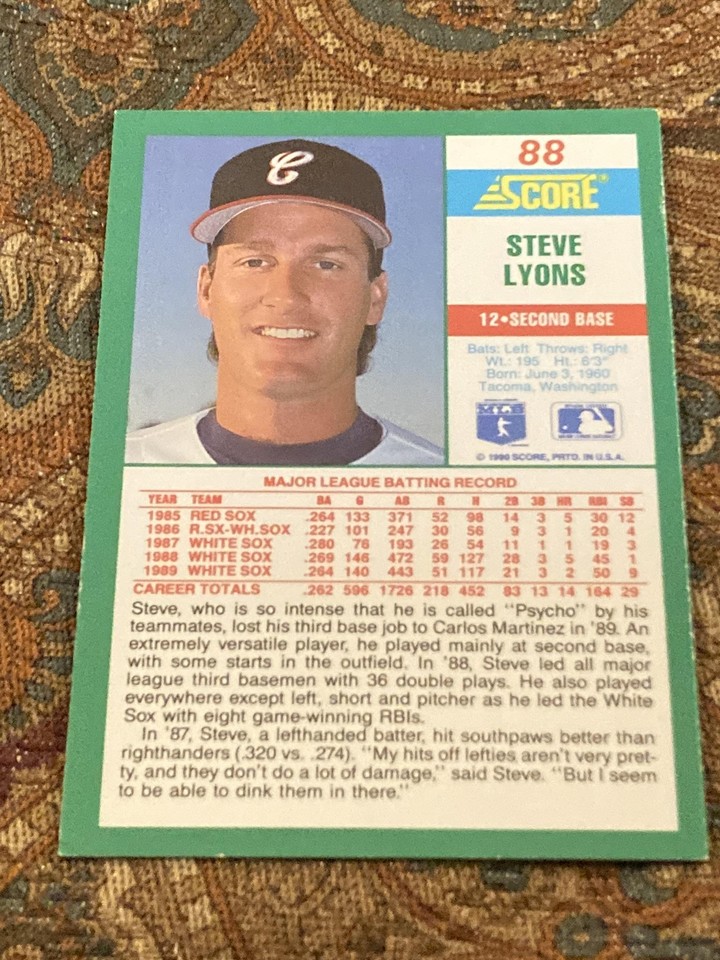 1990 Score #88 Steve Lyons | eBay