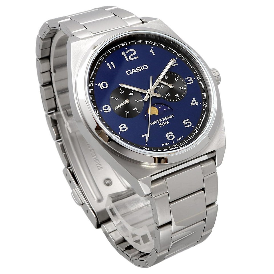 CASIO Standard Moon Phase Analog Men's Watch MTP-M300D-2AV Navy Dial | eBay