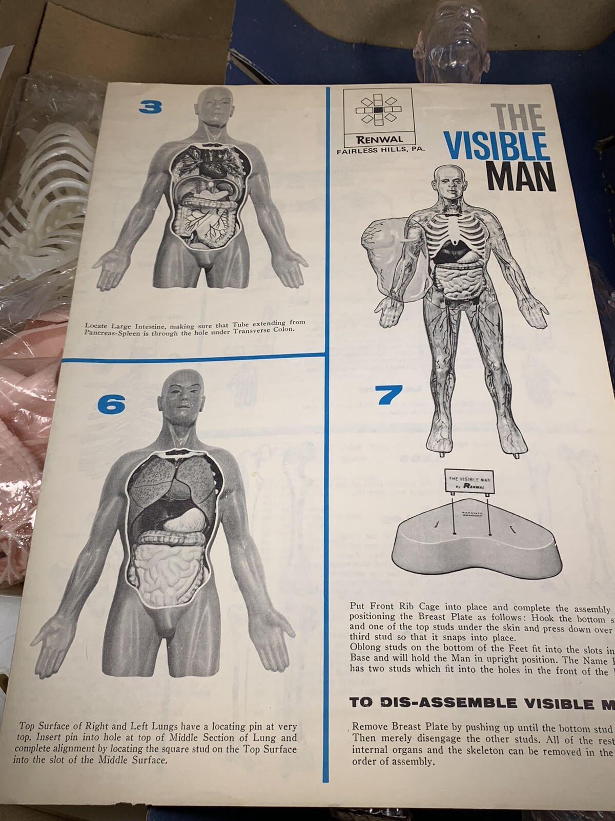 1959 The Visible Man Model kit Renwal Vintage White Box Parts Unopened ...