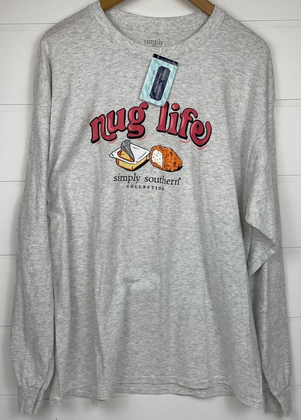 Simply Southern T Shirt Adult Unisex XL Nug Life Long Sleeve Gray NWT