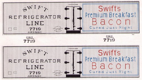 HO scale Swift Bacon 38' boxcar #7719 printed cardstock sides | eBay