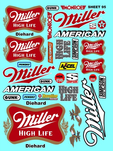 WHITE VINYL RACING Sticker SHEET 95-R/C MODEL Die-cut -Decals 1/12-1/10 ...