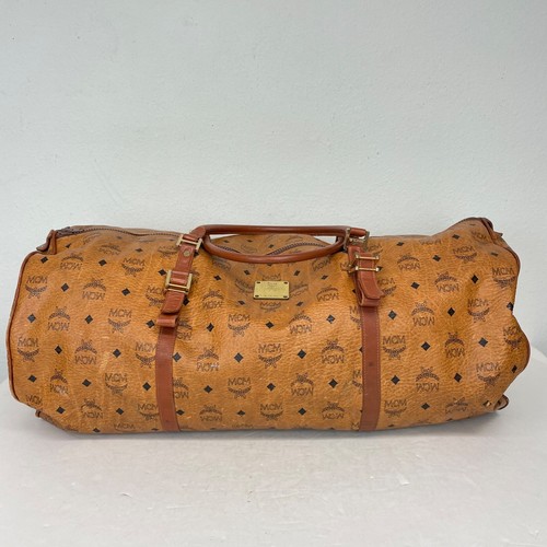 MCM Munchen Cognac Canvas Leather Large Duffle Weeke… - Gem