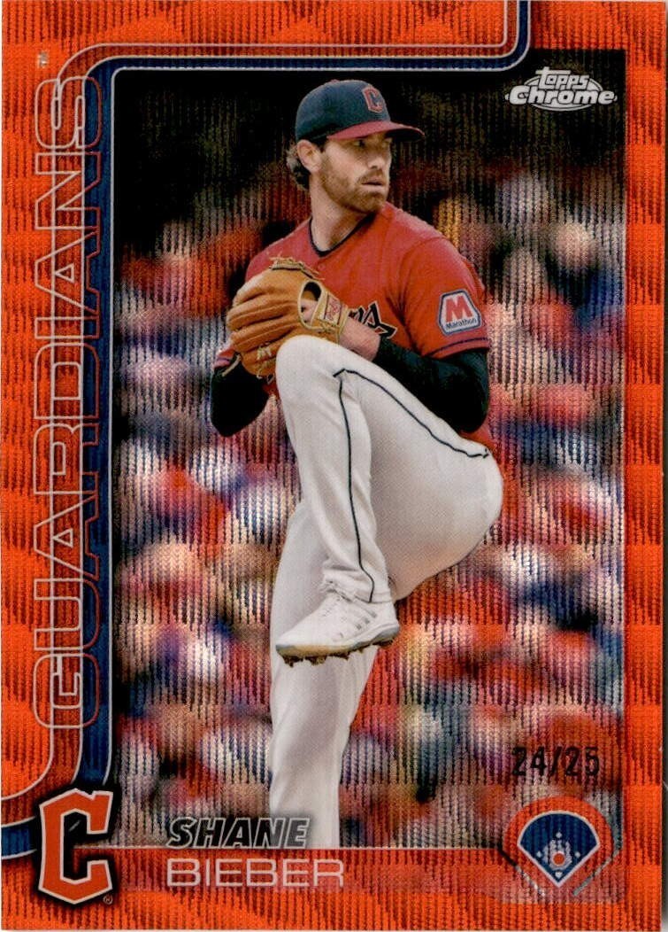 2025 Topps Chrome - Shane Bieber #13 Orange Wave Refractor /25 for sale ...
