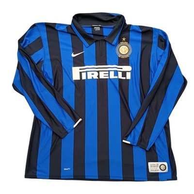 Nike Inter Milan FC LS Home Soccer Jersey 2008-2009 3XL Blue Pirelli ...