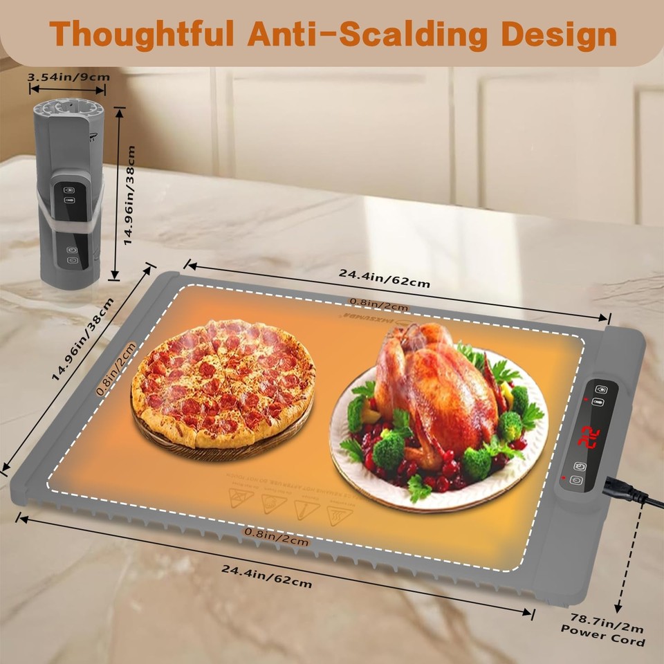 Food Warming Mat for Food, Electric Warming Tray with Full Surface ...