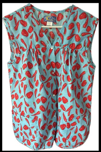 Vintage Moon Dance Cobblers Smock Apron Med Chili Pepper Pearl Snap ...