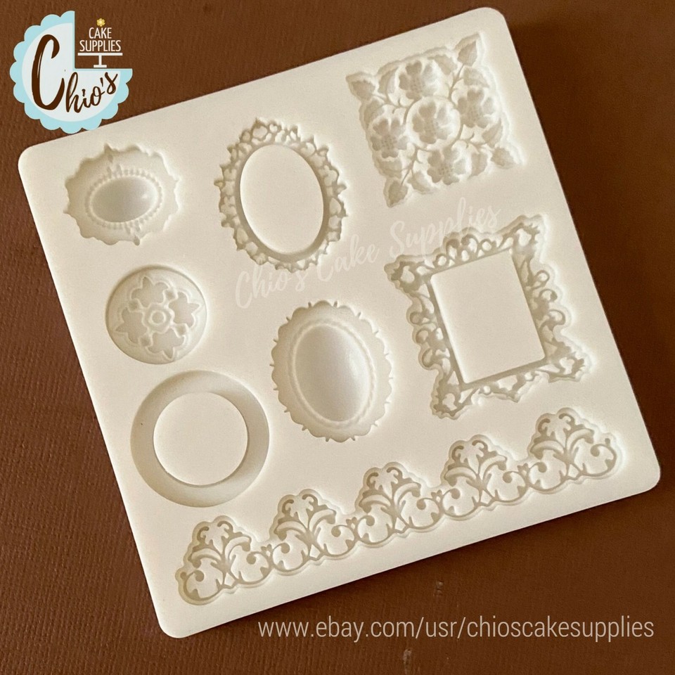 Mini rectangle, oval frame silicone mold. Pendant frame theme mold. 8 ...