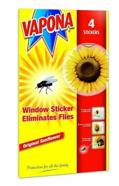 Vapona Fly Killer Sunflower Window Sticker Trap Catcher- Pack of 4 for ...