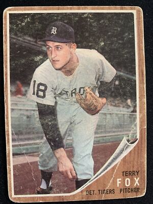 1962 Topps Baseball Card #196 Terry Fox Detroit Tigers P/Fair Free ...