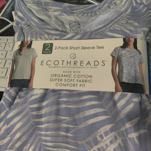 NWT Ecothreads Women 2 Pack Short Sleeve T Size L Tropic Floral/Gray ...