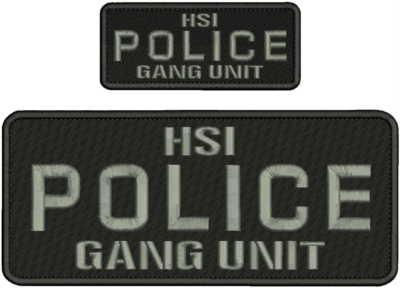 HSI POLICE GANG UNIT EMBROIDERY PATCH 4X10 AND 2X5 HOOK ON BACK BLK ...