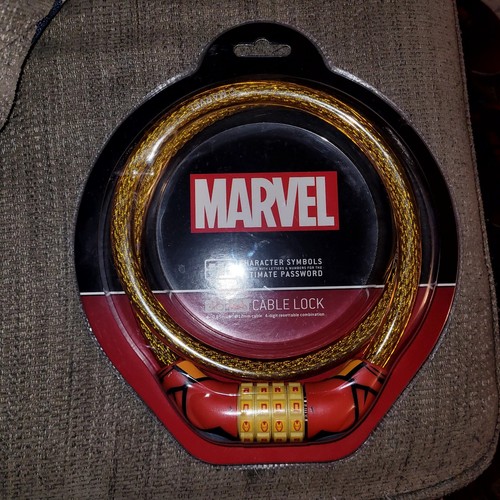 NIP Marvel Comics Iron Man Cable Security Combination Bike Bicycle Lock ...