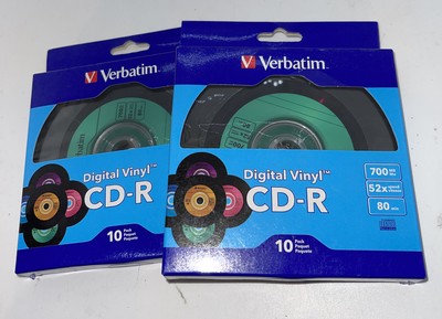Verbatim 97935 Digital Vinyl CD-R 700MB 80-Minute Lot Of 2 Packs of 10 ...