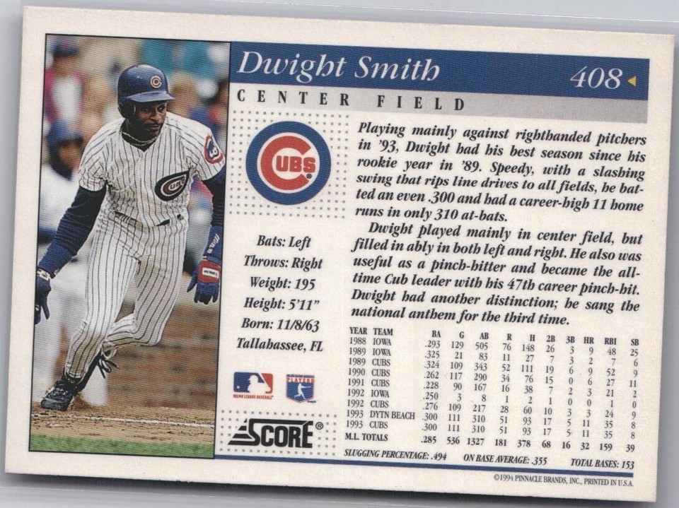 1994 Score #408 Dwight Smith Baseball Card | eBay