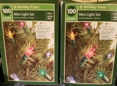 HOLIDAY TIME 100 COUNT MINI LIGHT SET MULTI COLOR GREEN WIRE NEW | eBay