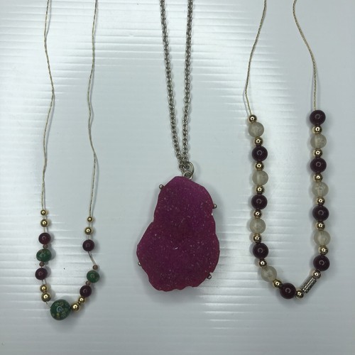 F Lot Pink Red Druzy Resin Beaded Burgundy Beaded Boho 70s Vtg Retro ...