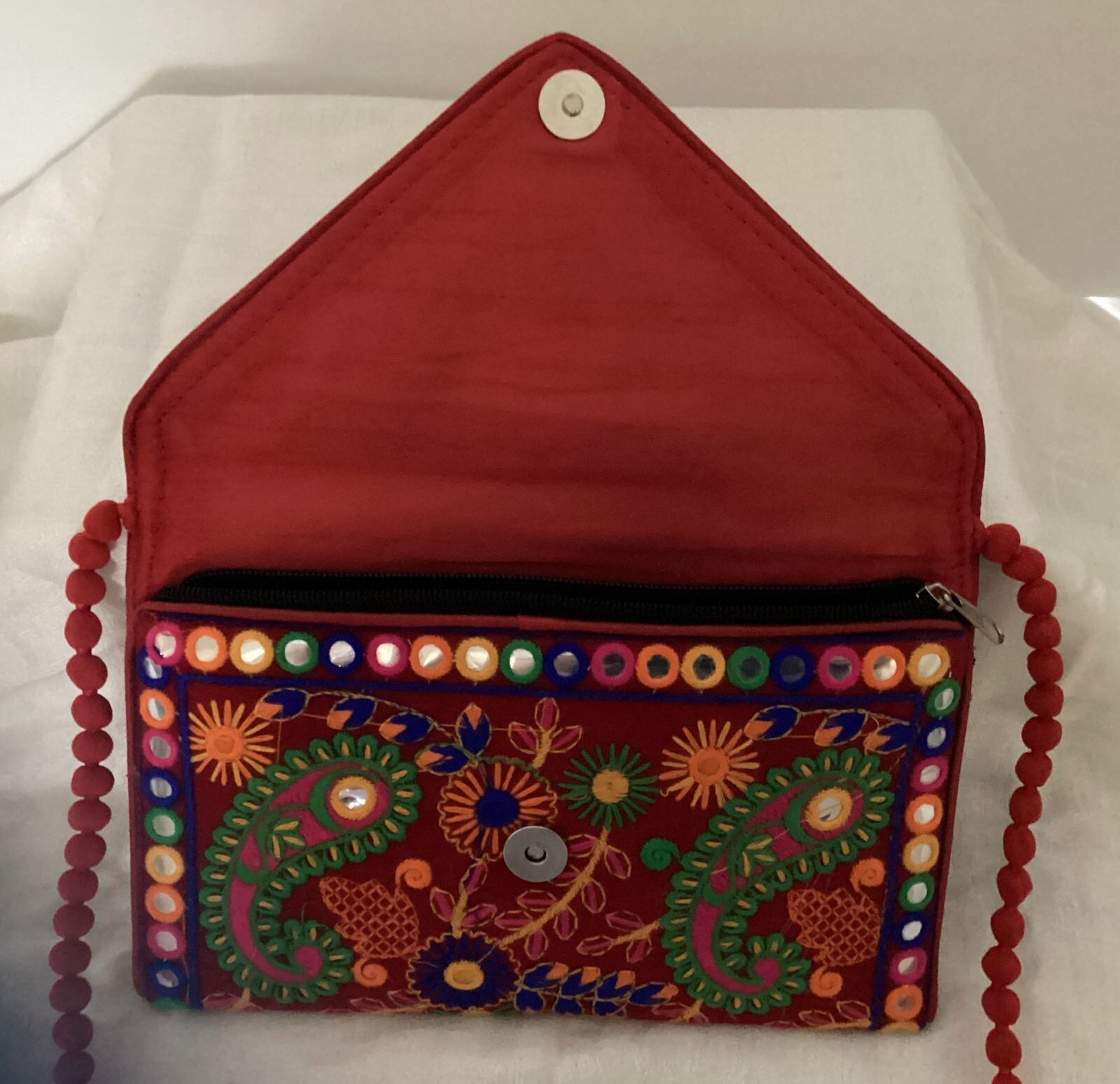 Colorful Embroidered Crossbody Pom Pom Purse and Mult… - Gem