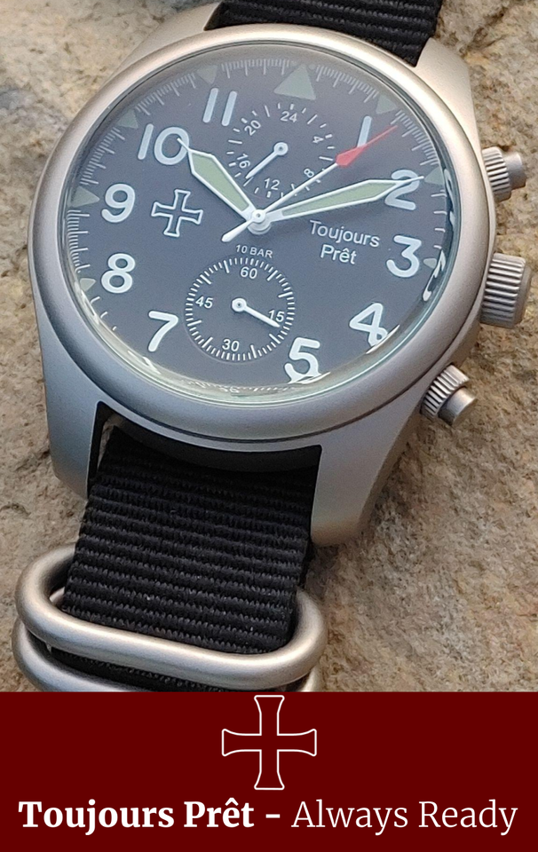 Toujours Pret GMT military field watch. Blasted stainless steel - domed ...