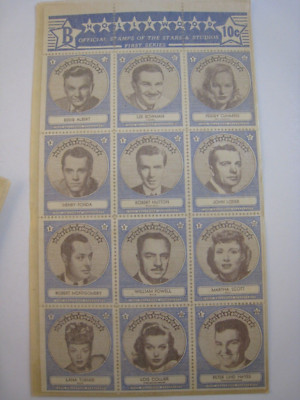 Hollywood Official Stamps of the Stars Sheet ' B ' Original sleeve ...