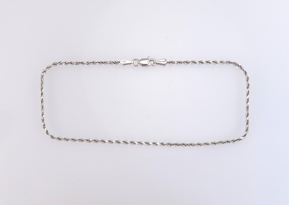 14K White Gold Rope Chain 9" Bracelet 2.7 gram Made in Peru | eBay