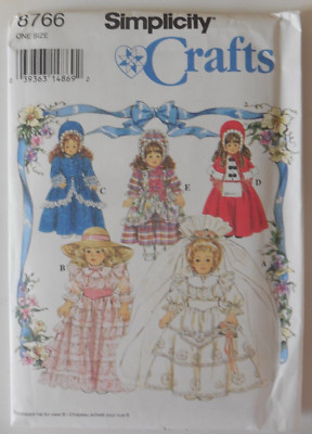 Simplicity Crafts Sewing Pattern #8766, Size 16" & 18" Tall Doll ...