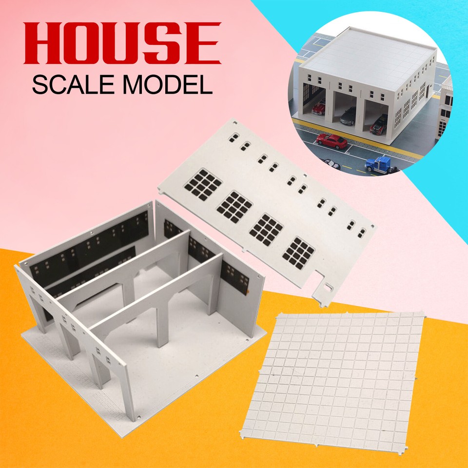 Diorama 1/87 HO Scale Building Model Train Layout Truck Car Wash Shed ...